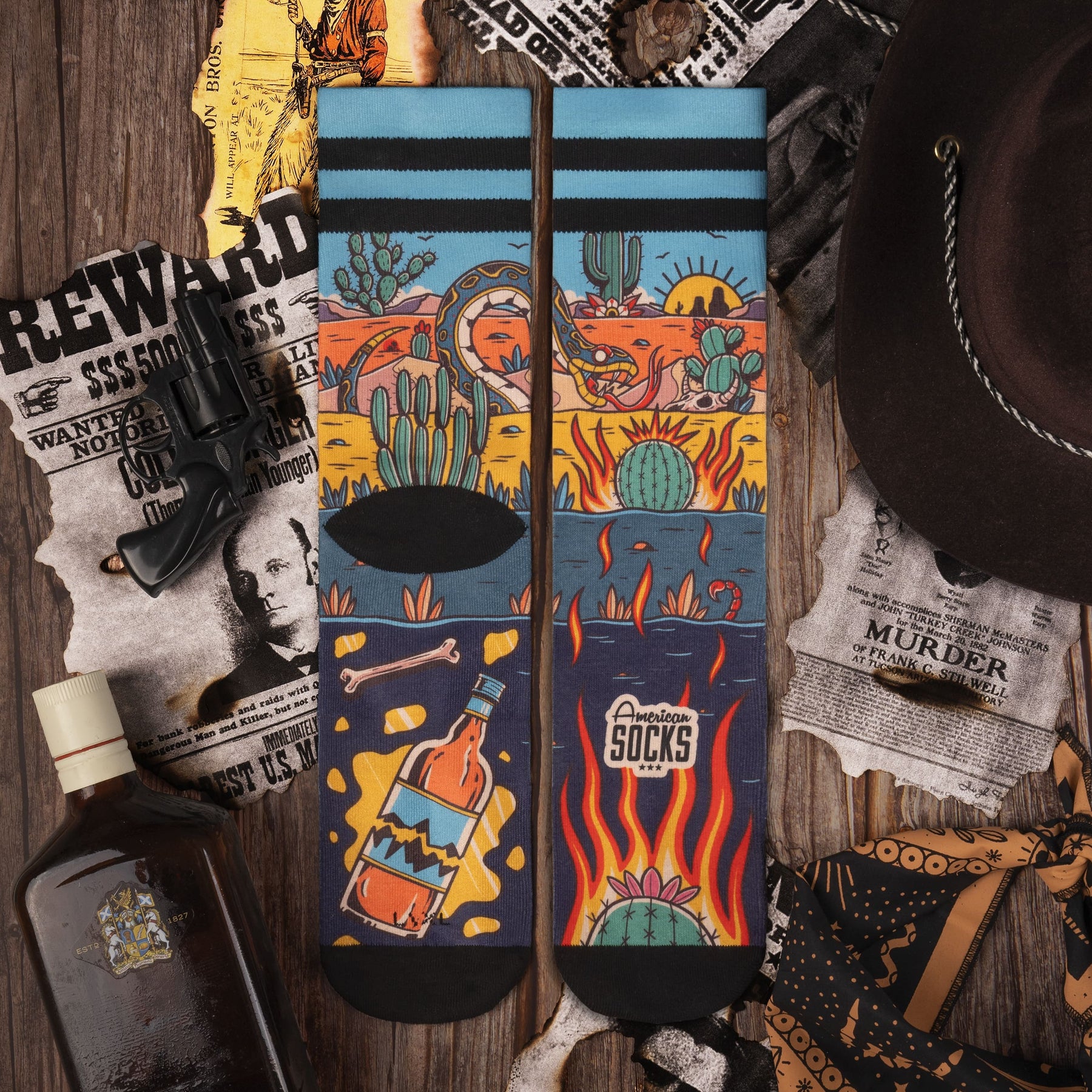 AMERICAN SOCKS | Cool Socks with Illustrations | Rattlesnake - Mid High
